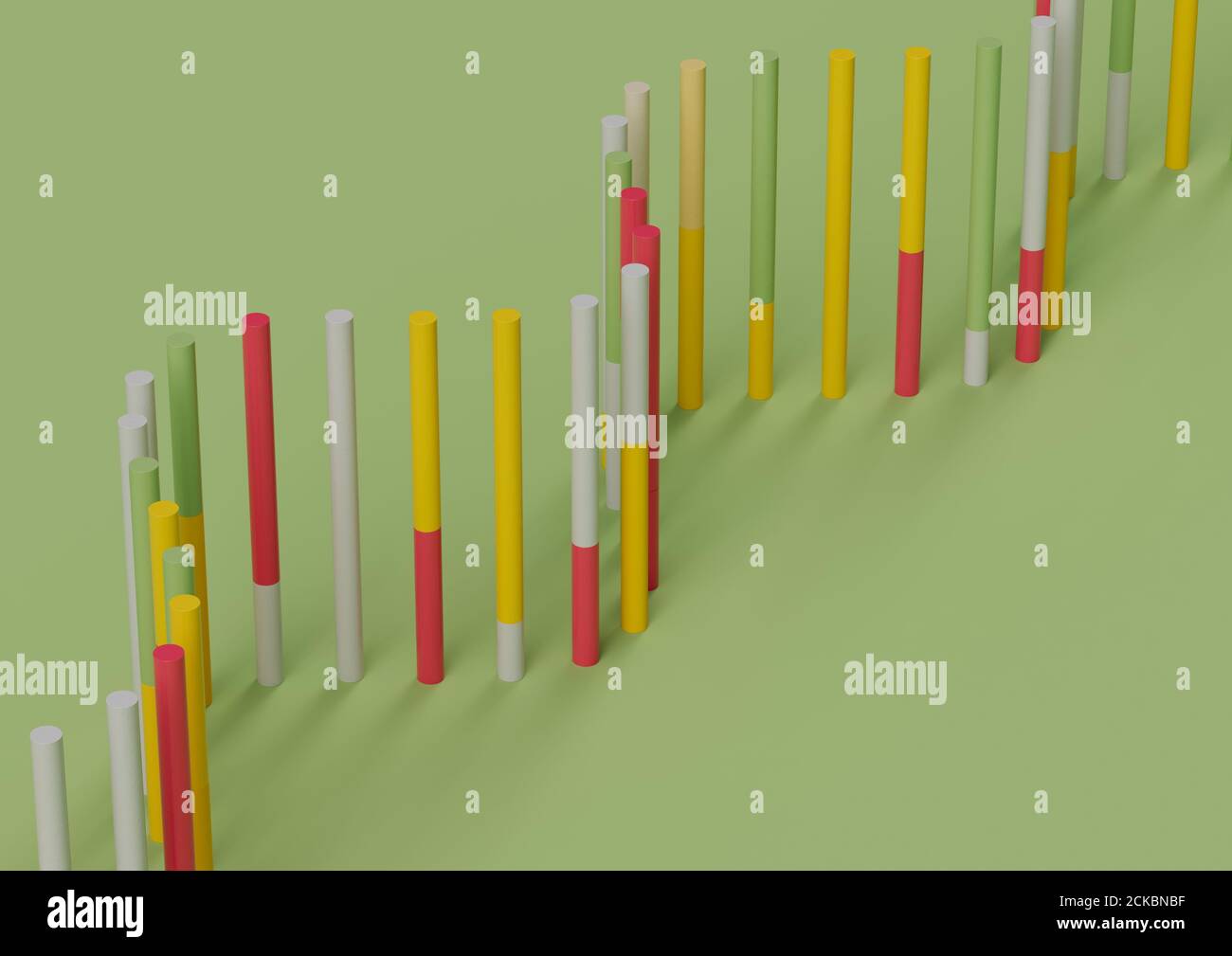 3d render illustration of a row of colorful sticks or markers, remember ...