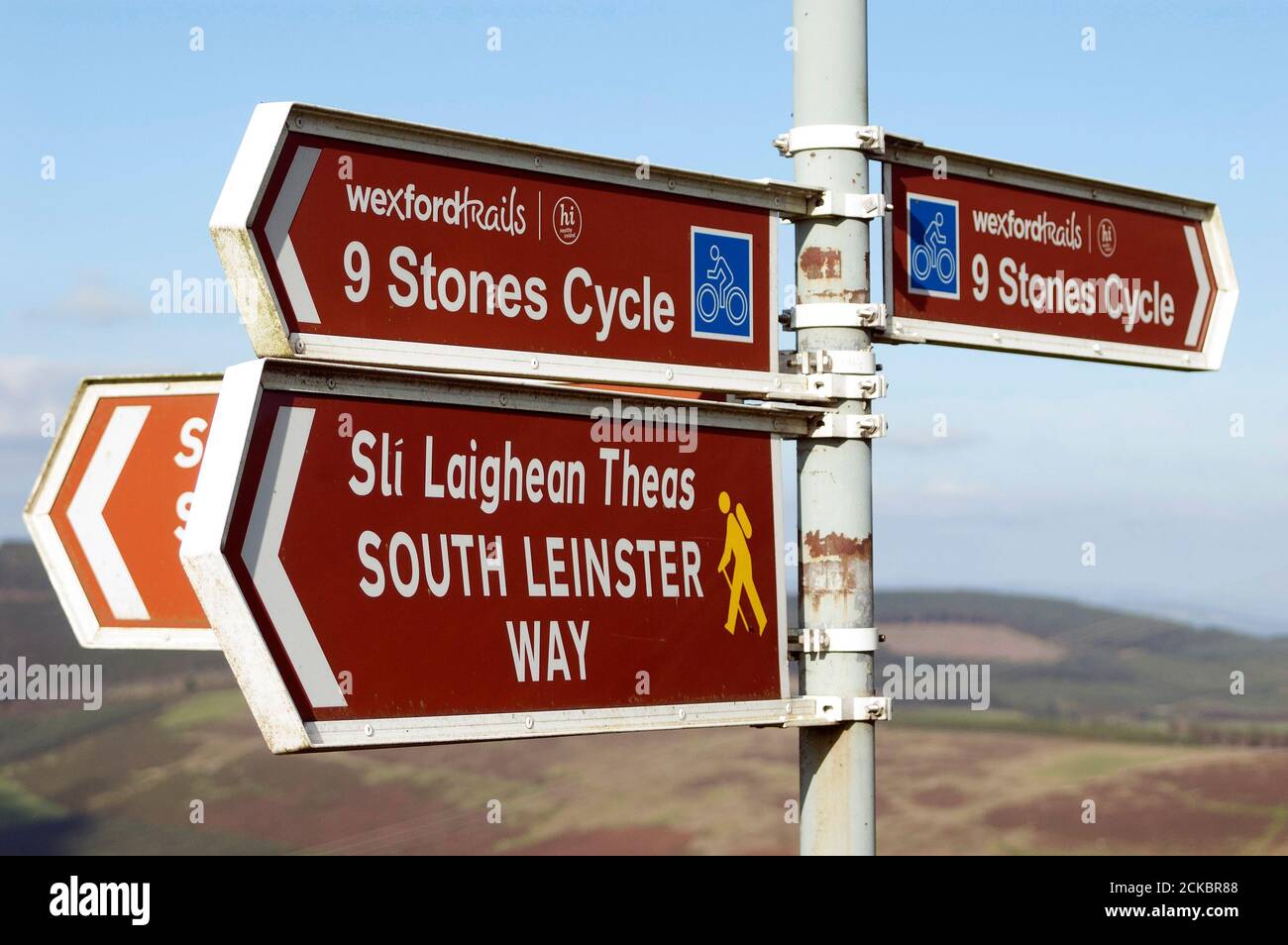 Sign post at the Nine Stones, Mount Leinster, County Carlow, Ireland ...