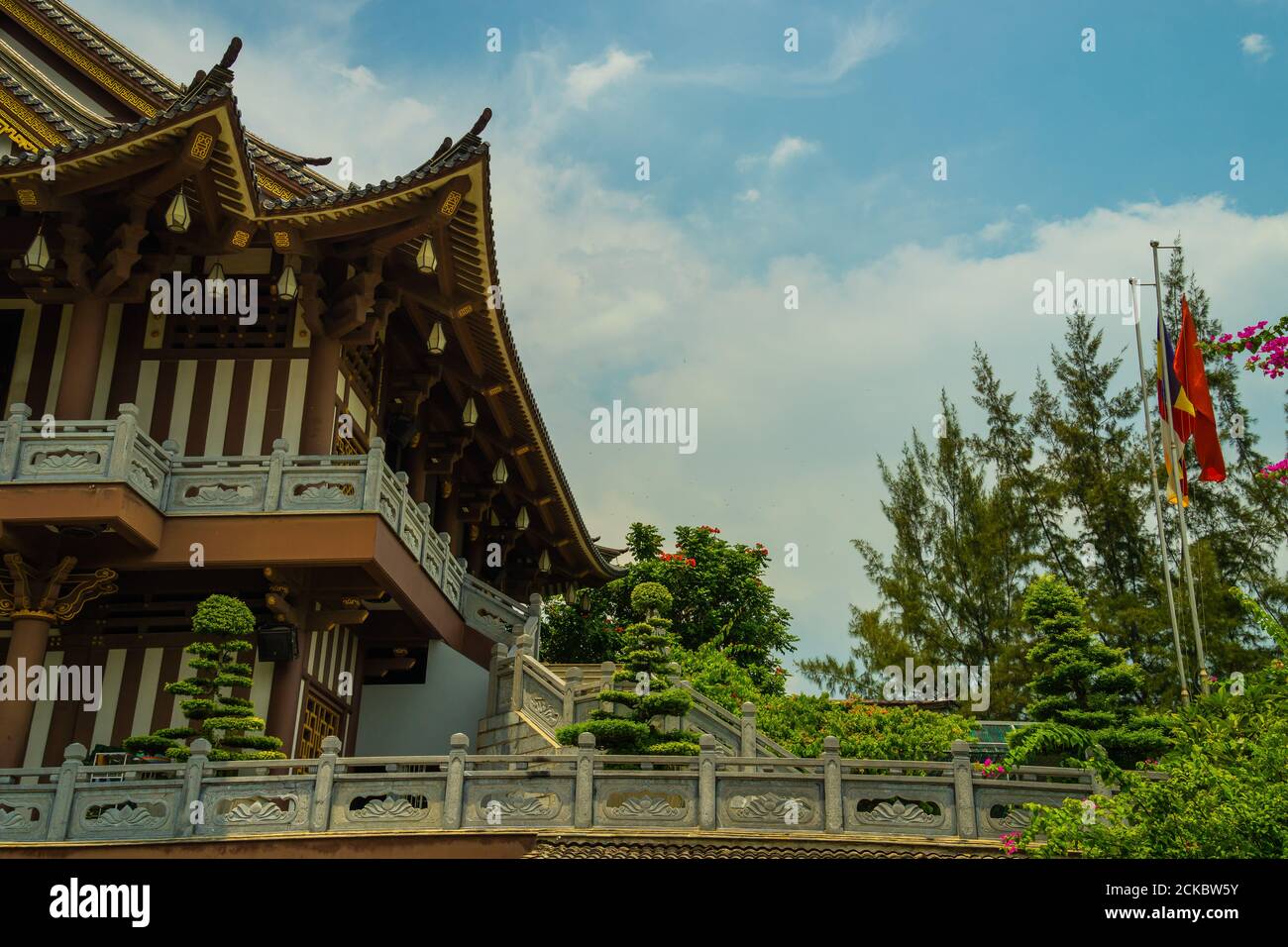 Beautiful scenery in the early sun of Khanh An Pagoda, Ho Chi Minh city ...