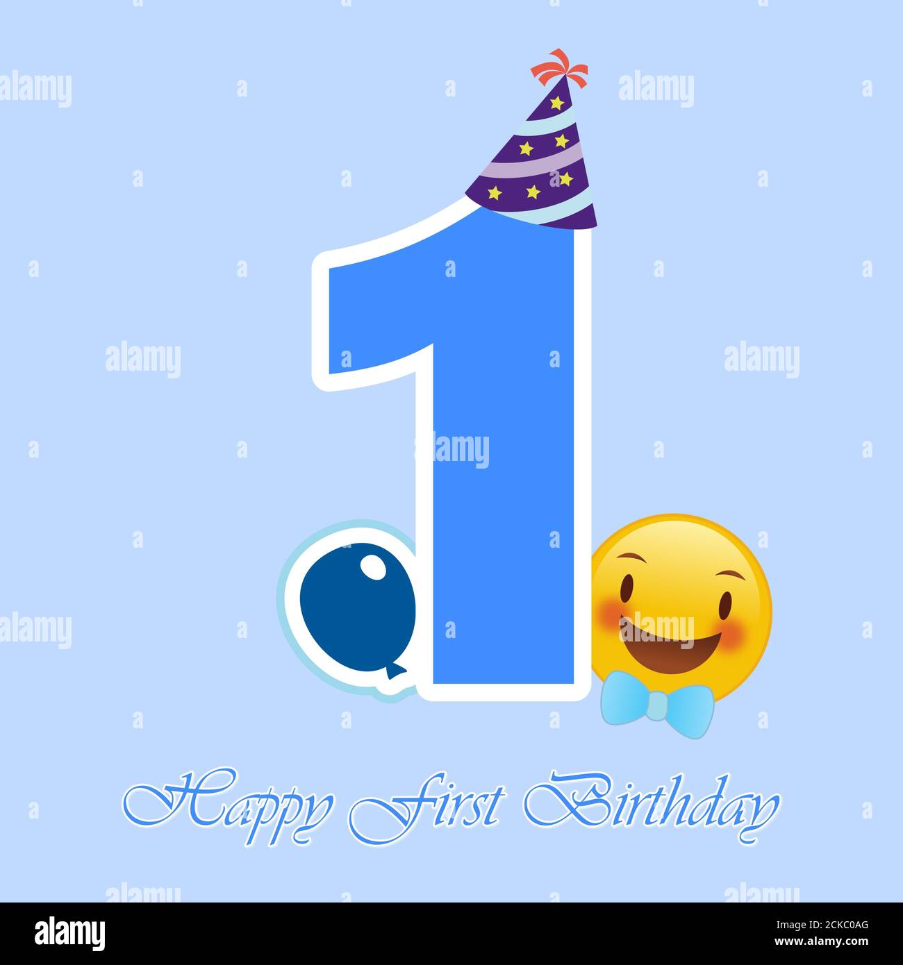 Abstract bright happy first birthday illustration Stock Photo - Alamy