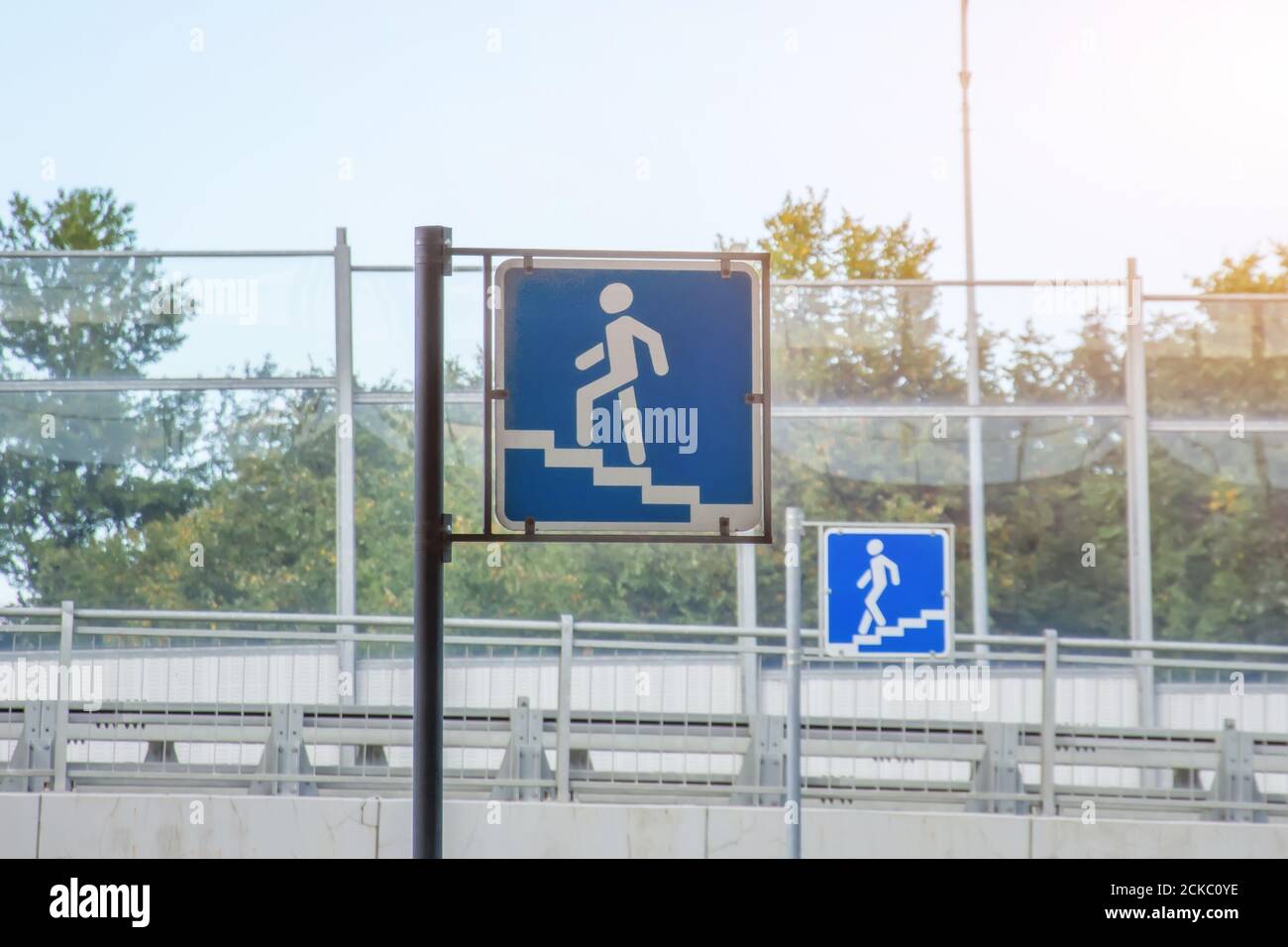 Two road signs for pedestrians - underground passage. Under the road ...