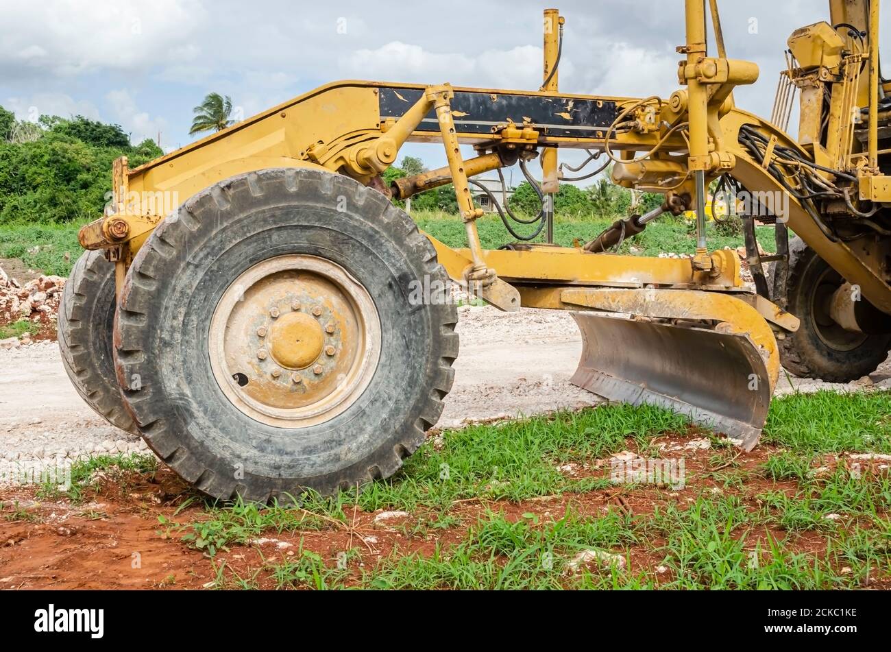 Side Of Front Half Of Motor Grader Stock Photo - Alamy