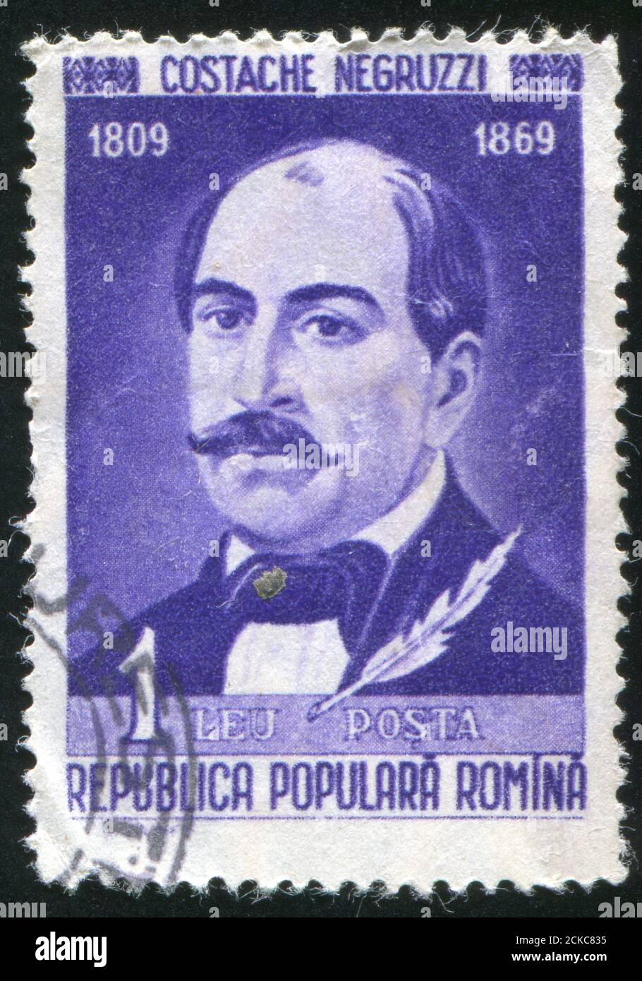 ROMANIA - CIRCA 1958: stamp printed by Romania, show Costache Negruzzi ...
