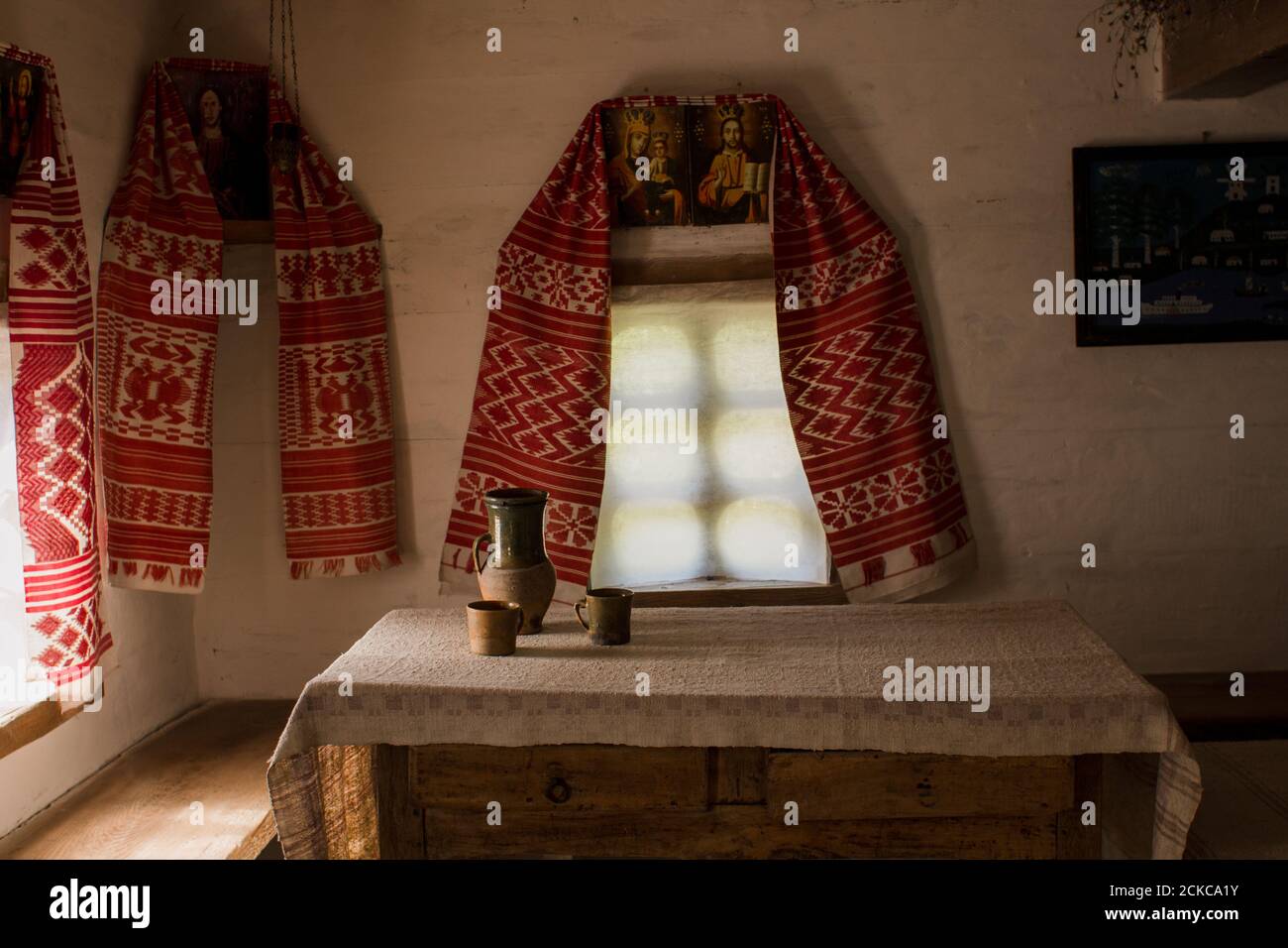 interior in old Slavic house in the village Stock Photo - Alamy