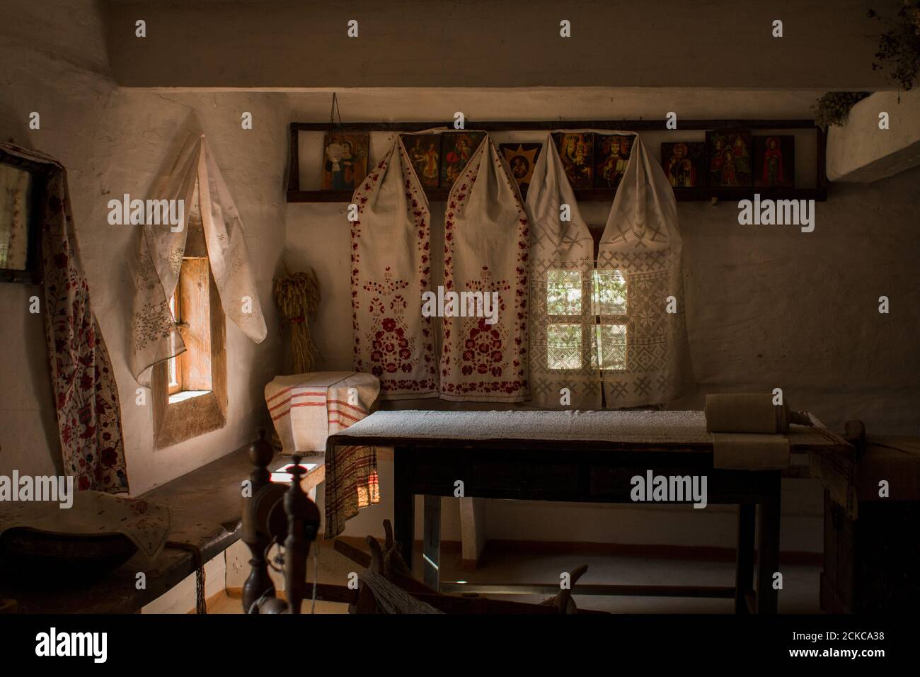 interior in old Slavic house in the village Stock Photo - Alamy