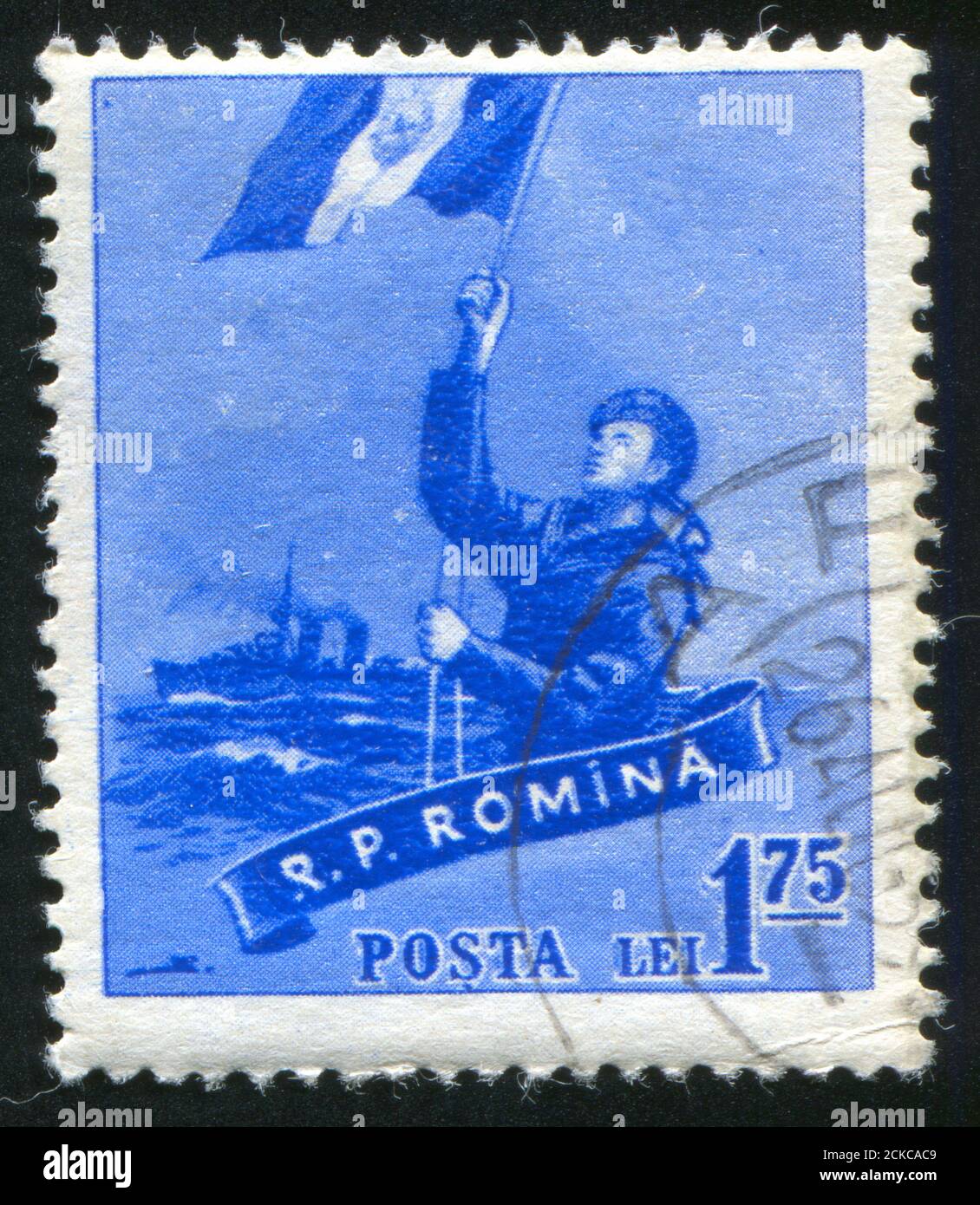 ROMANIA - CIRCA 1958: stamp printed by Romania, shows Sailor raising ...