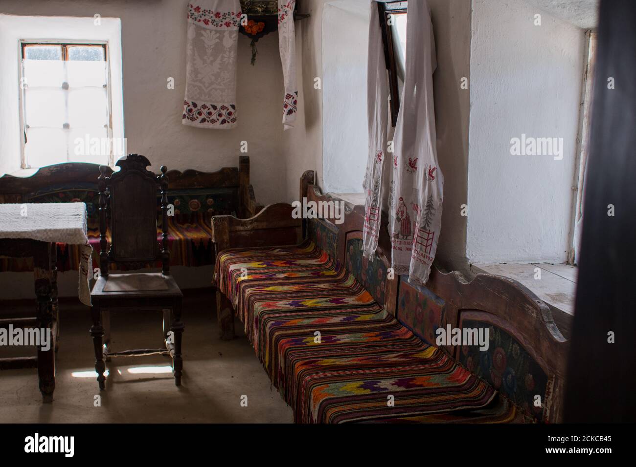 vintage room of slavic interior in village Stock Photo - Alamy