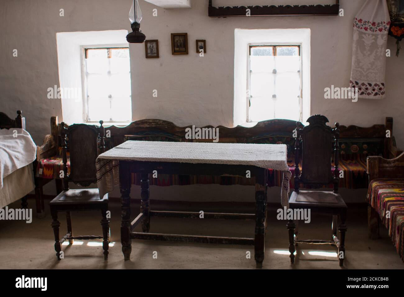 vintage room of slavic interior in village Stock Photo - Alamy