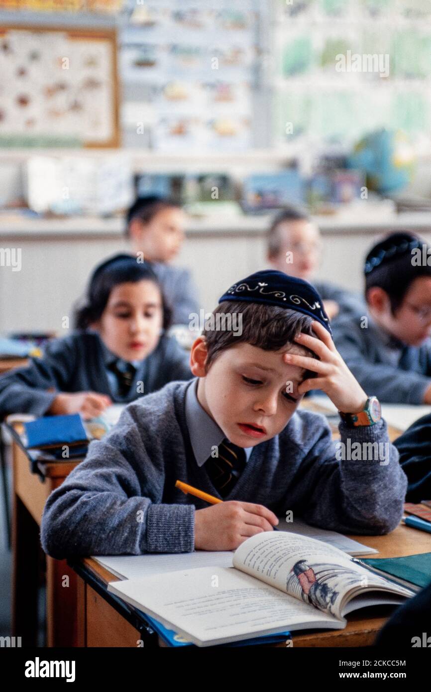 Boys studying Hebrew at Pardes House (Jewish) School in Hendon which is ...