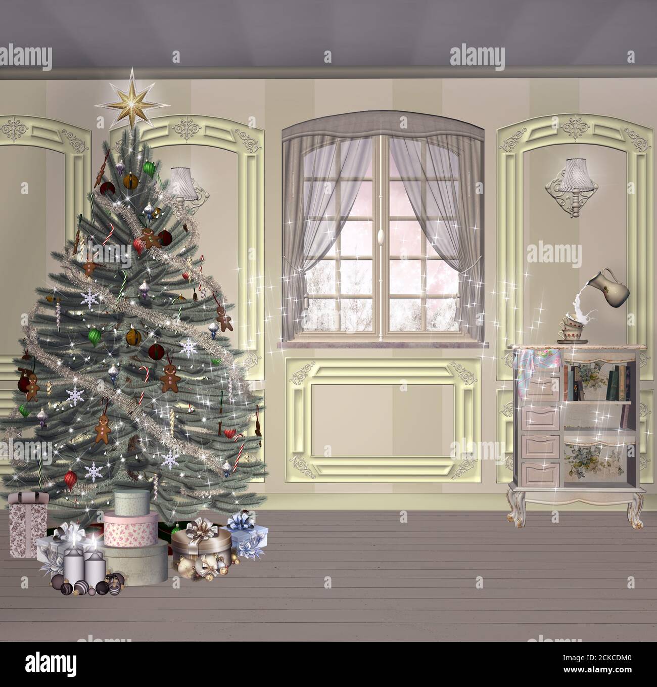 Vintage christmas room with a surreal touch Stock Photo - Alamy
