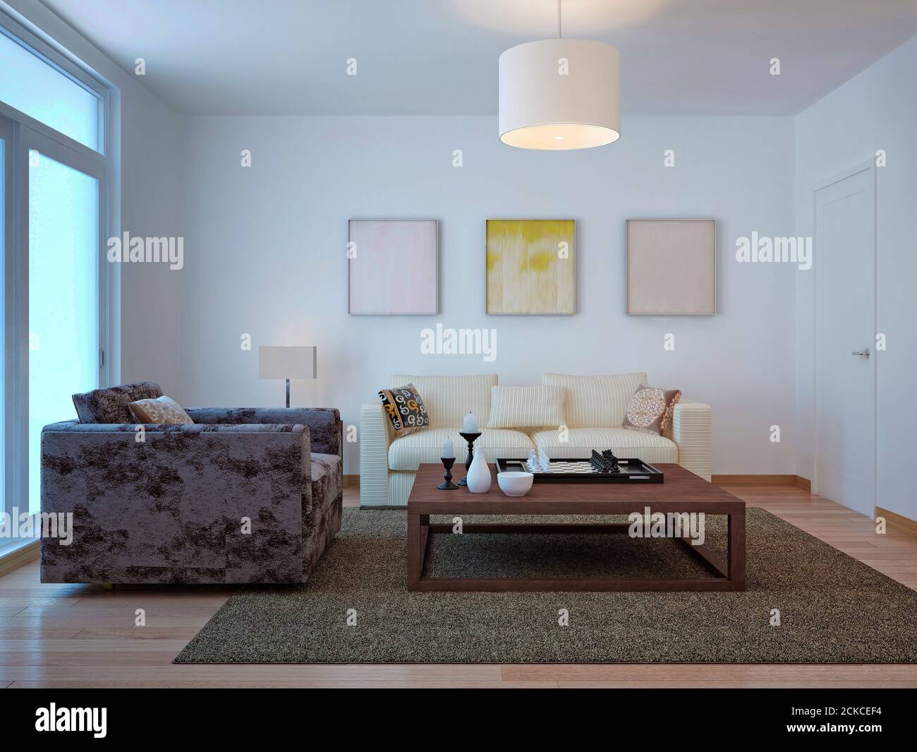 Old-fashioned living room design. 3d render Stock Photo - Alamy