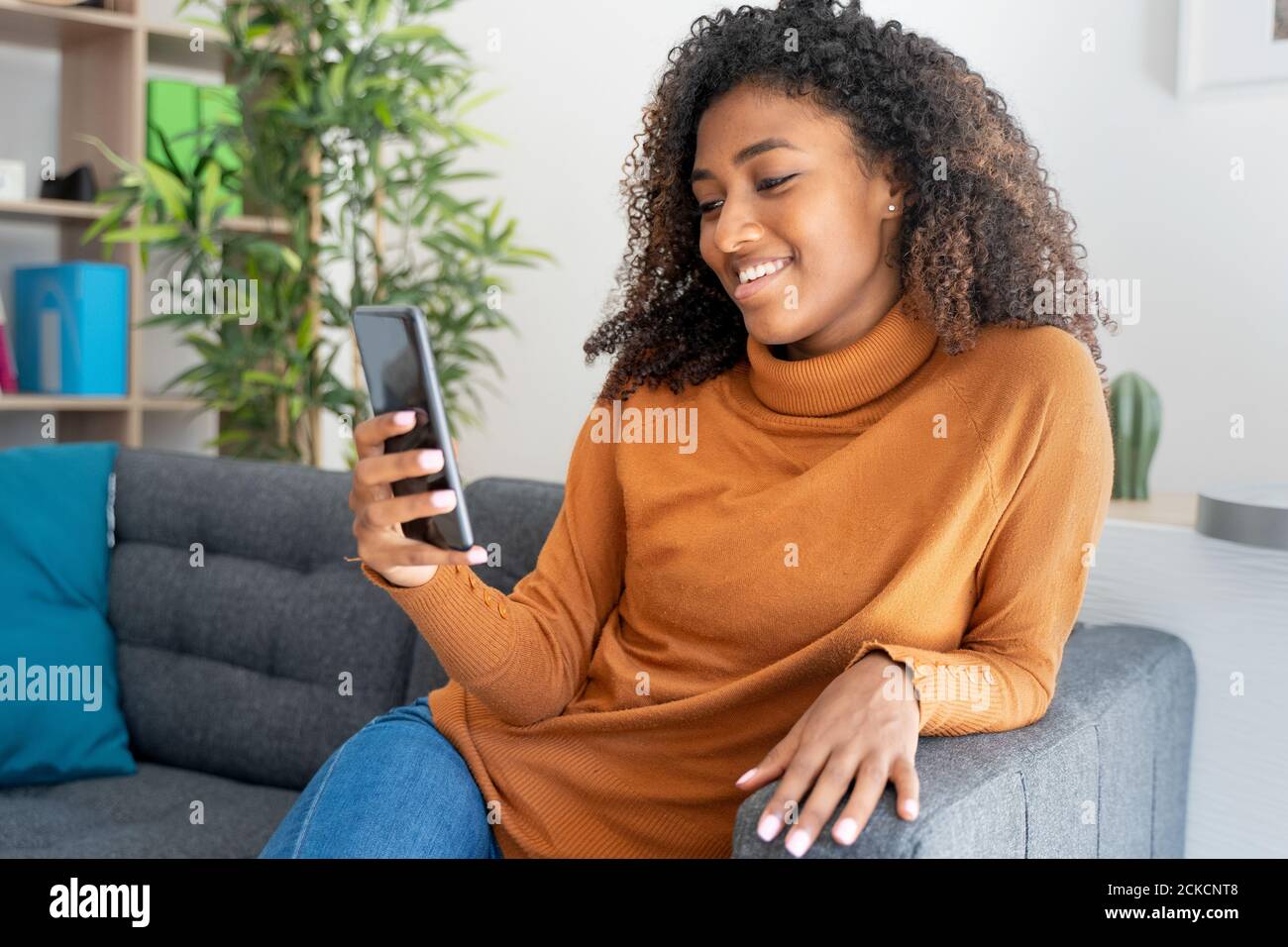 Woman scrolling phone hi-res stock photography and images - Alamy
