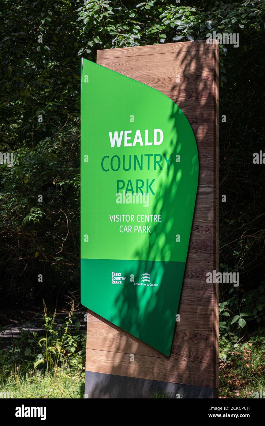 Weald Country Park entrance sign, Brentwood, Essex, UK Stock Photo - Alamy
