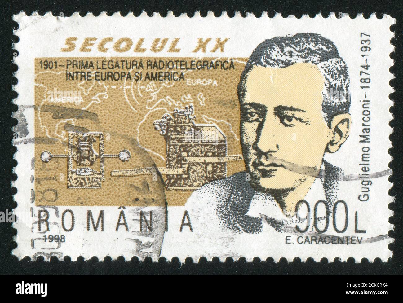ROMANIA - CIRCA 1998: stamp printed by Romania, show Guglielmo Marconi ...