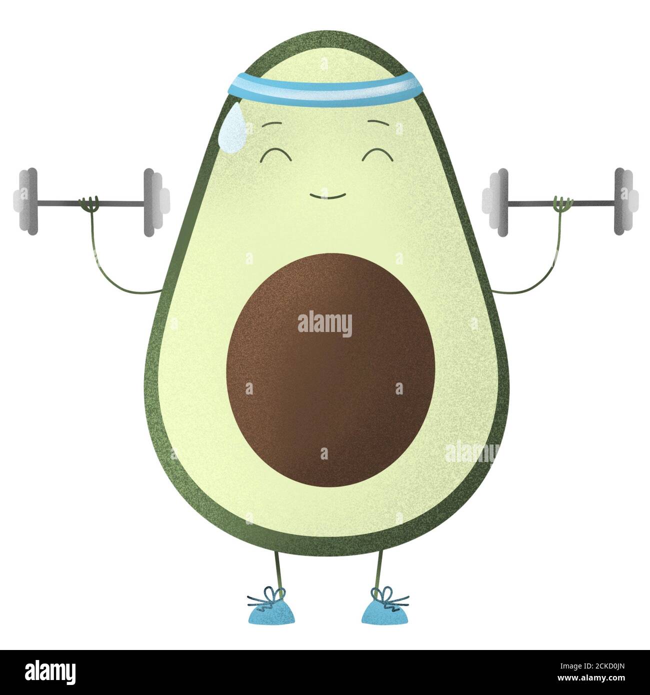 avocado workout illustration. cute cartoon character with dumbbells ...