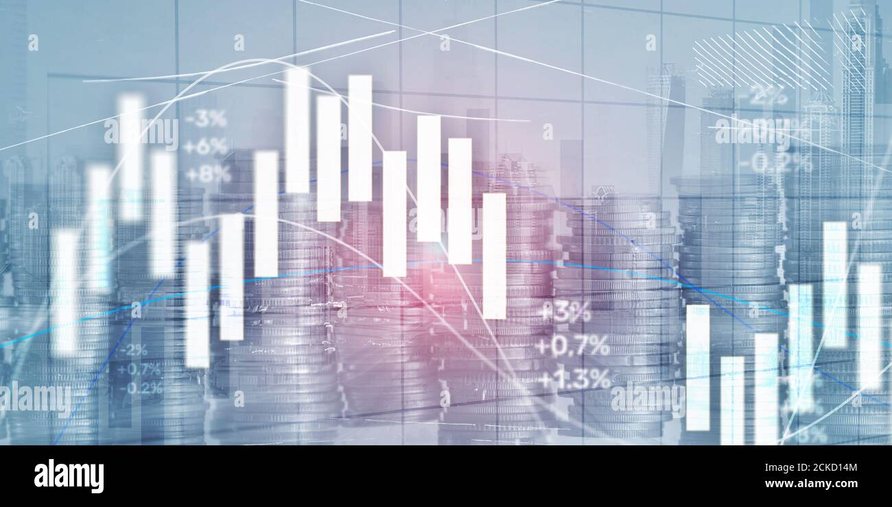 Stock market trading graph and candlestick chart. Trading Corporate ...