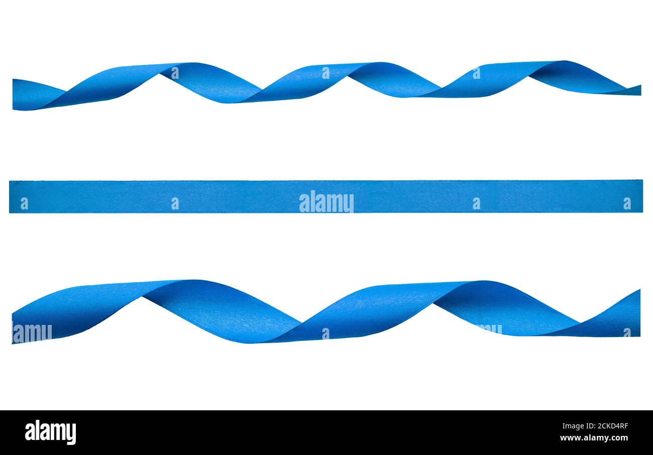 A set of curly blue ribbon for Christmas and birthday present isolated ...