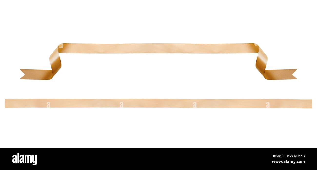 A curly gold ribbon for Christmas and birthday present banner set ...