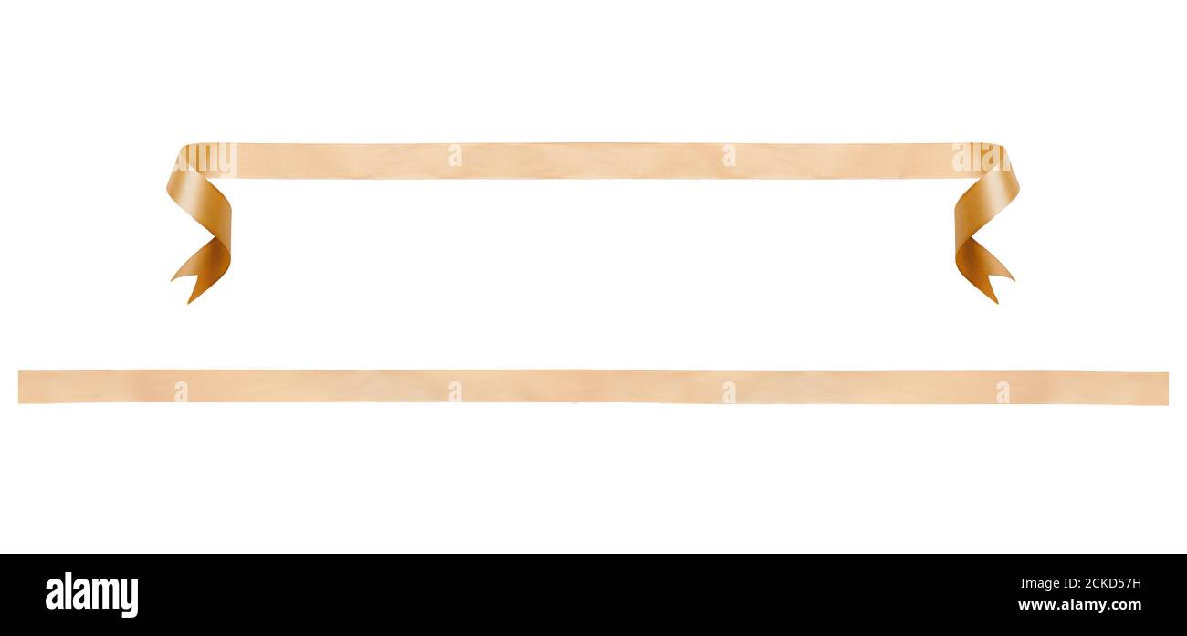 A curly gold ribbon for Christmas and birthday present banner set ...