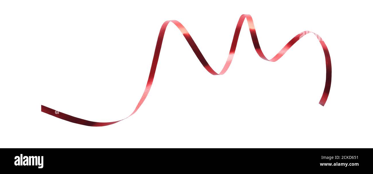 A thin curly red ribbon for Christmas and birthday present banner ...
