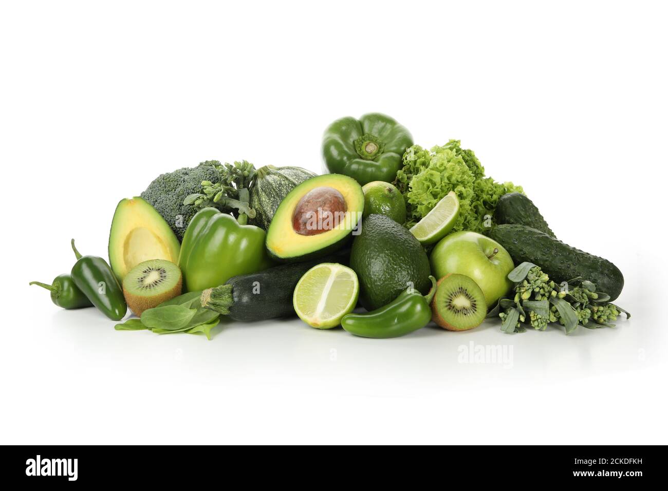 Bunch of green vegetables isolated on white background Stock Photo - Alamy