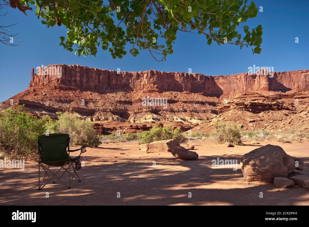 Campsite under cottonwood tree, Potato Bottom Camp, Bighorn Mesa in ...