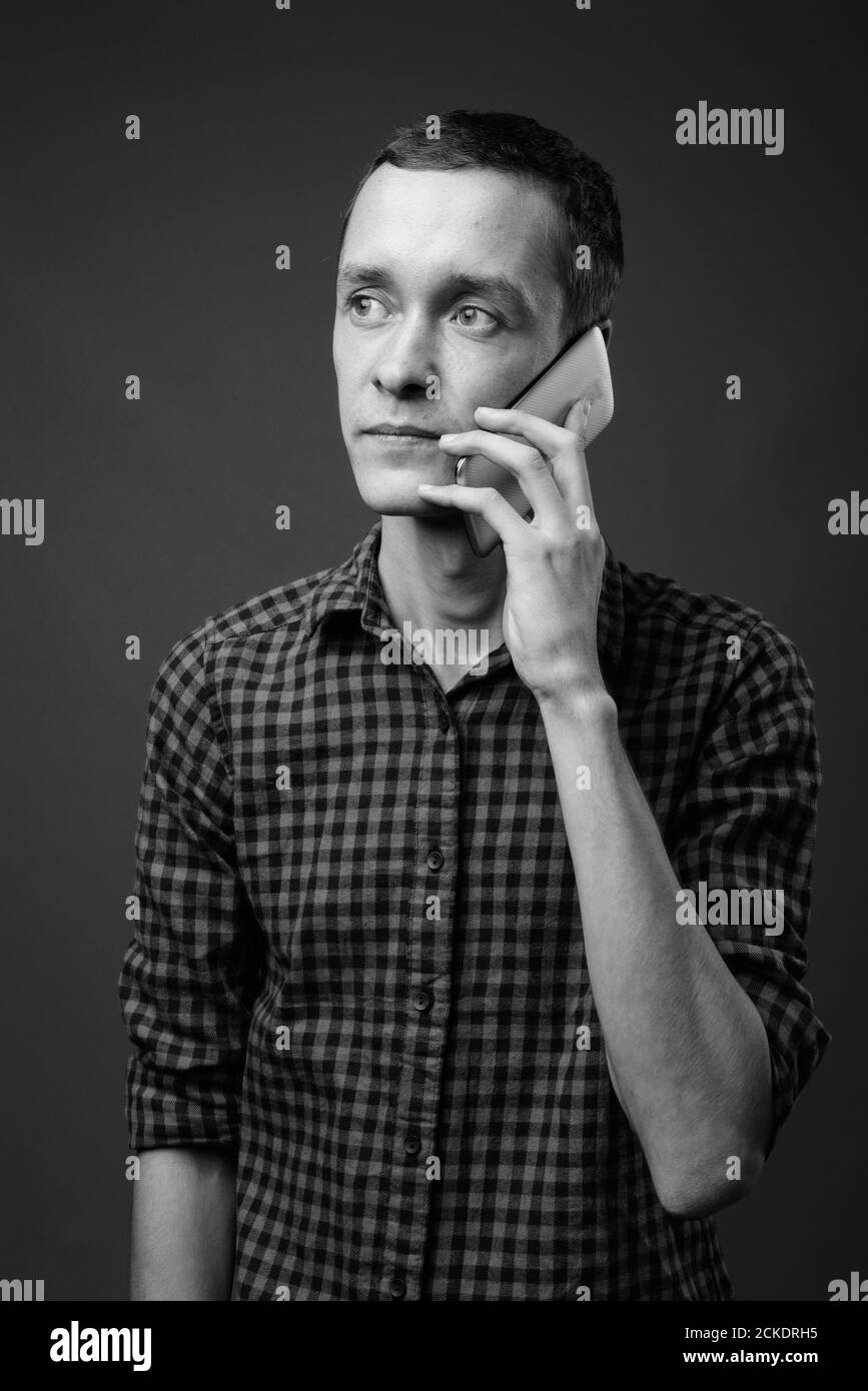 Casual conversation phone Black and White Stock Photos & Images - Alamy