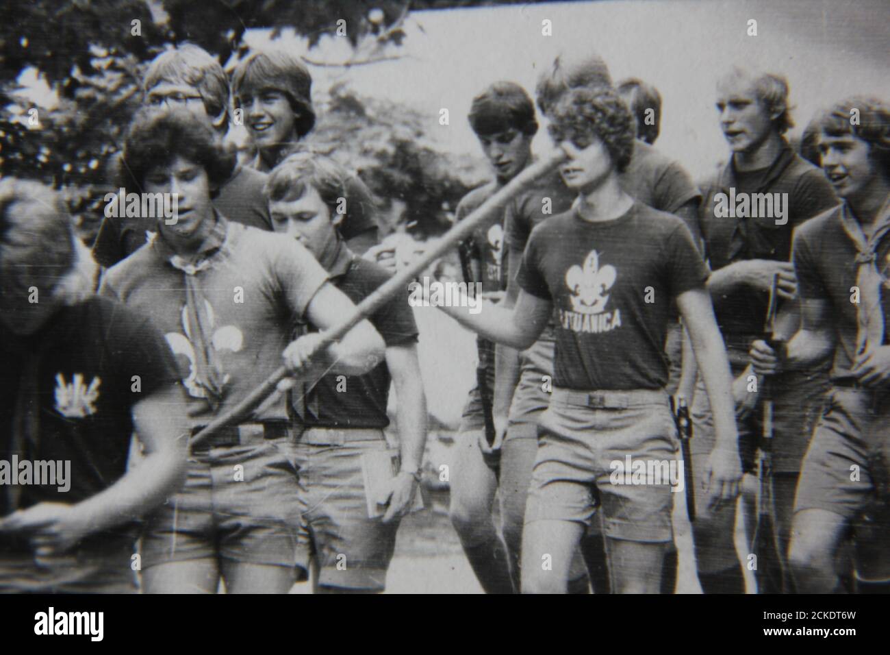 Fine 70s vintage black and white photography of Boy Scouts enjoying ...