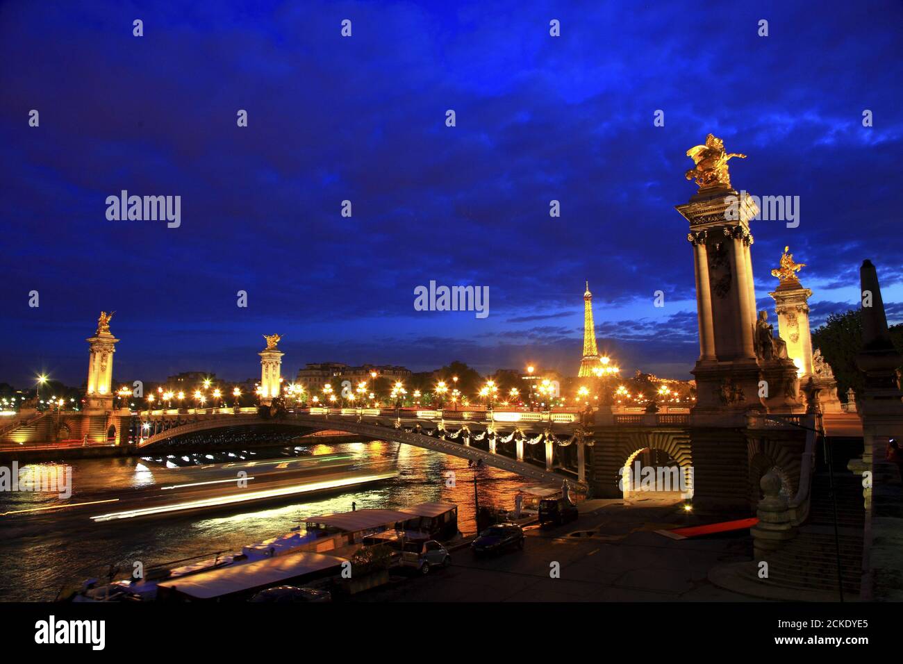 Paris Seine River Pont Alexandre III night view Stock Photo - Alamy