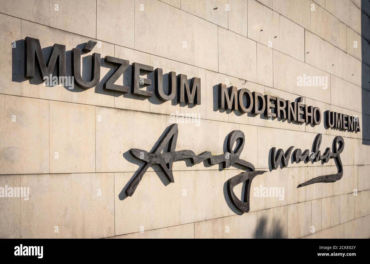 Andy Warhol Signature on the wall of the museum building. Eastern ...