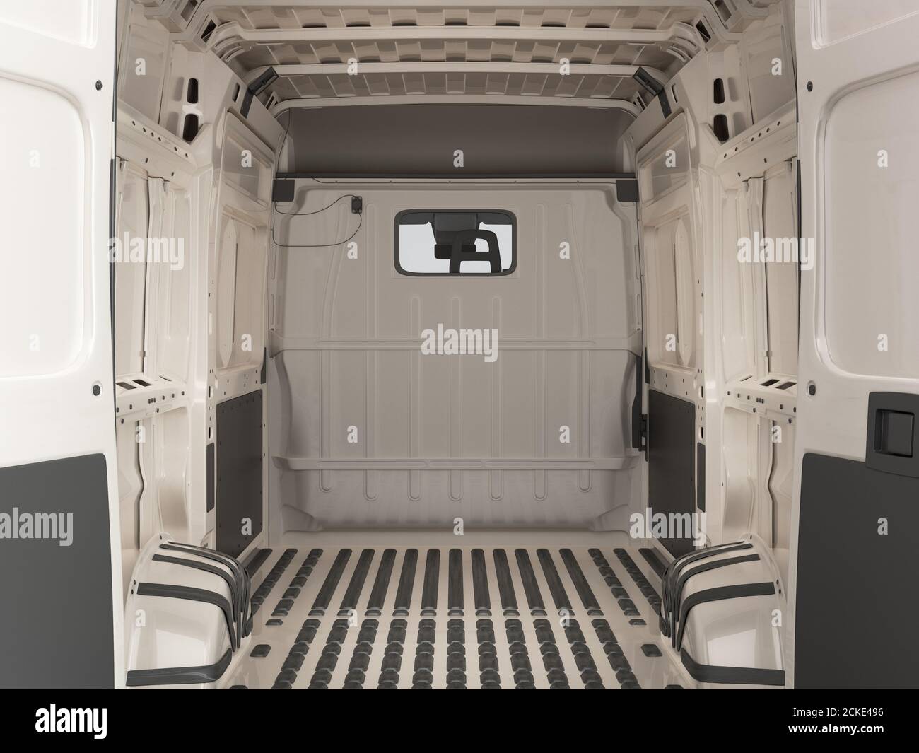 open White Delivery Van interior 3d render image Stock Photo - Alamy