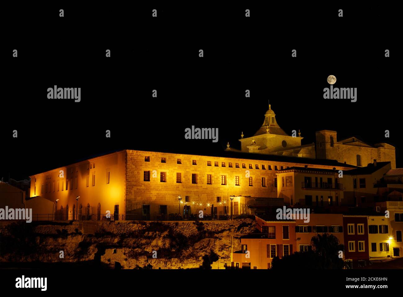 Cloister and church of Carmen at night - Mahon, Menorca Stock Photo - Alamy