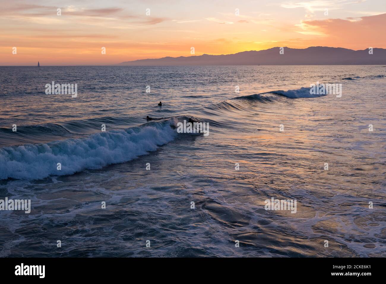 Sunset at the beach in California Stock Photo - Alamy