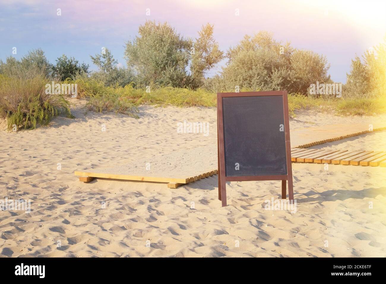 Black board menu black color for text, message or advertising. Sandy ...