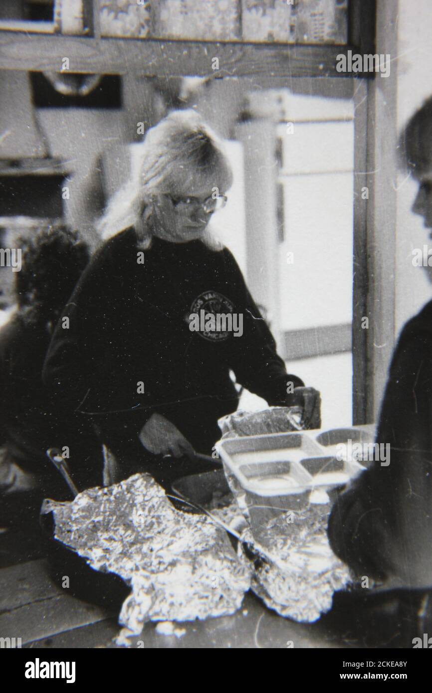 Fine 70s vintage black and white photography of the lady chefs cooking ...
