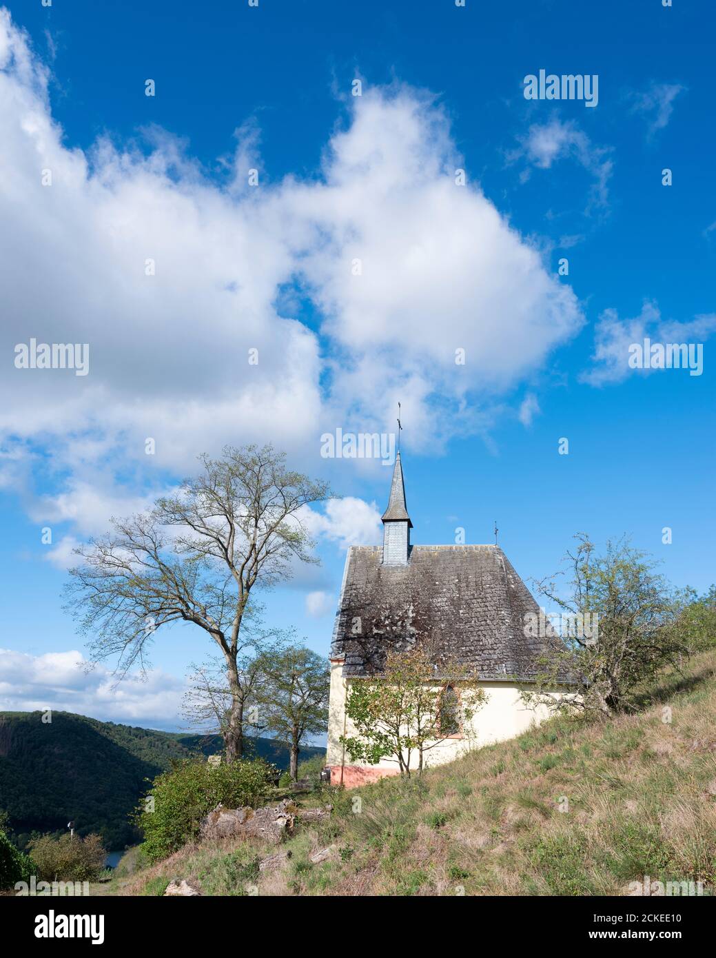 old chapel high above pommern and mosel valley in german eifel Stock ...