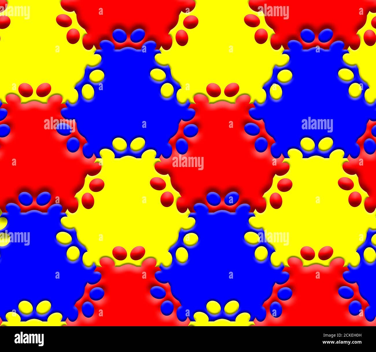 Tessellating 3D primary colours jigsaw pieces - forms a seamless ...