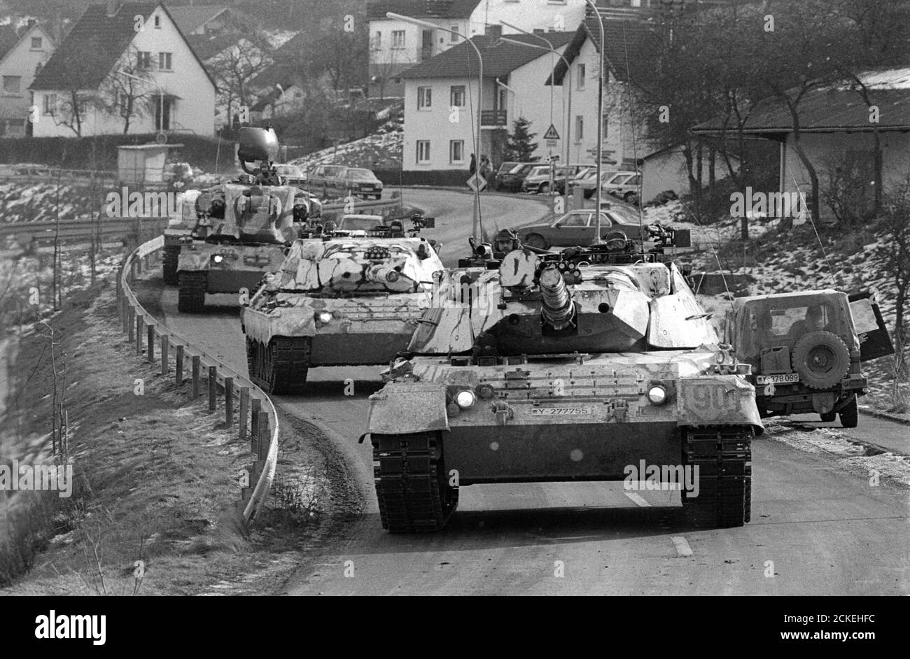 NATO exercises in Germany, German Army Leopard tanks in a village ...