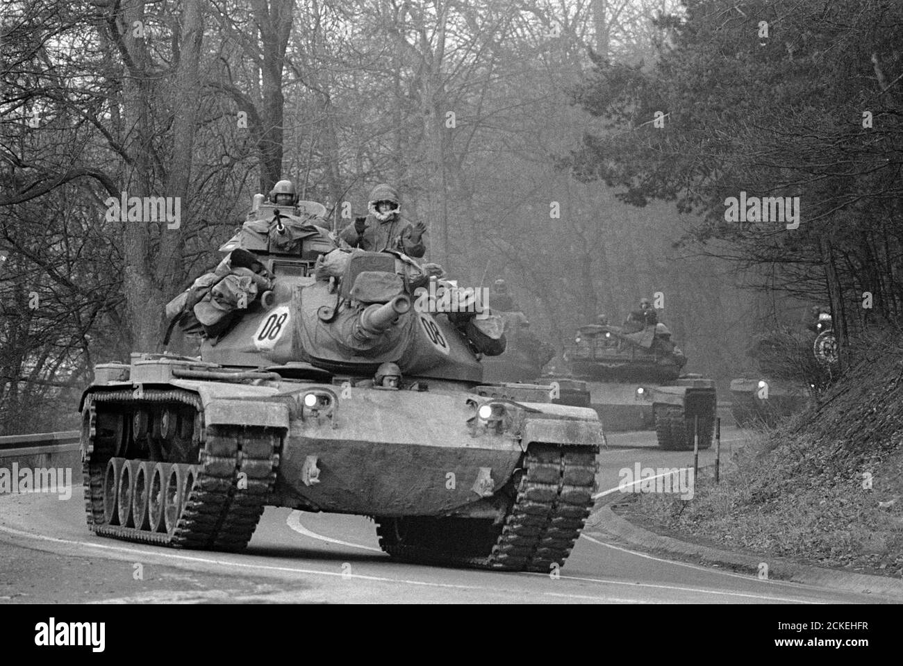 NATO exercises in Germany, M 60 US Army tanks (January 1985 Stock Photo ...