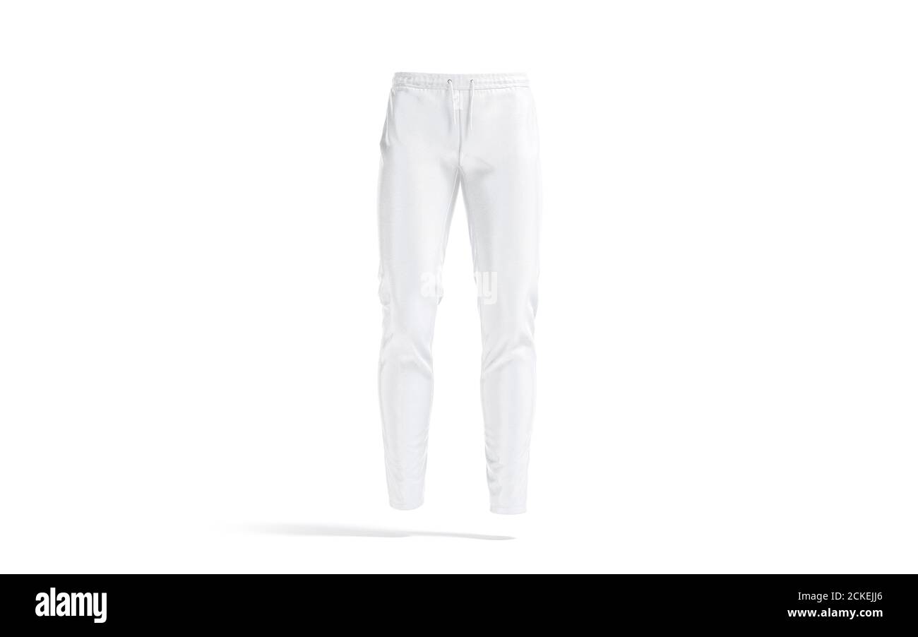 Blank white sport pants mockup, front view Stock Photo - Alamy