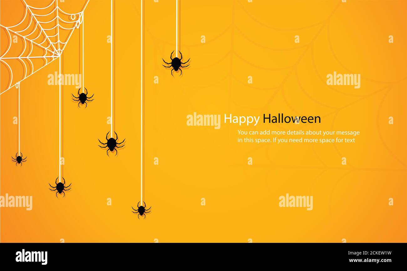 Halloween with spider web yellow background Stock Photo - Alamy