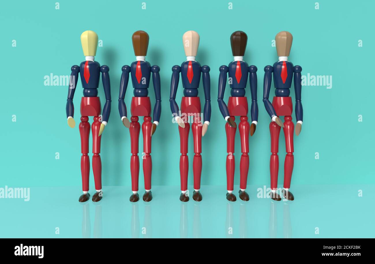 Group of five characters representing the ethnic mix in the company ...