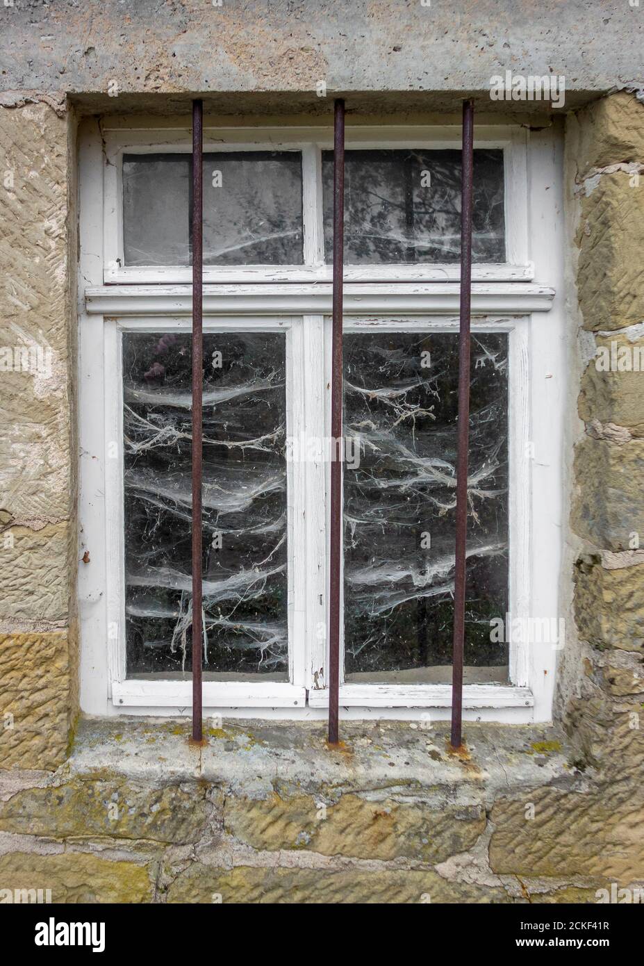 closeup shot of a old barred window Stock Photo - Alamy