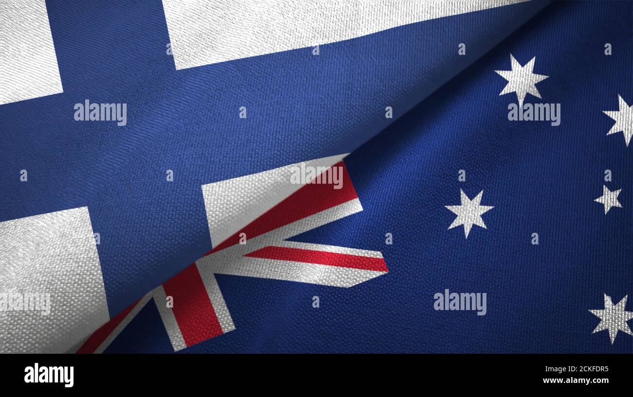 Finland and Australia two flags textile cloth, fabric texture Stock ...