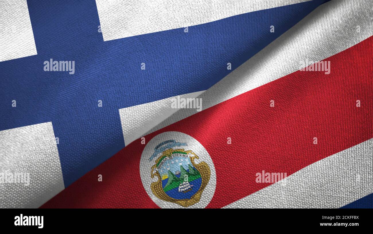 Finland and Costa Rica two flags textile cloth, fabric texture Stock ...