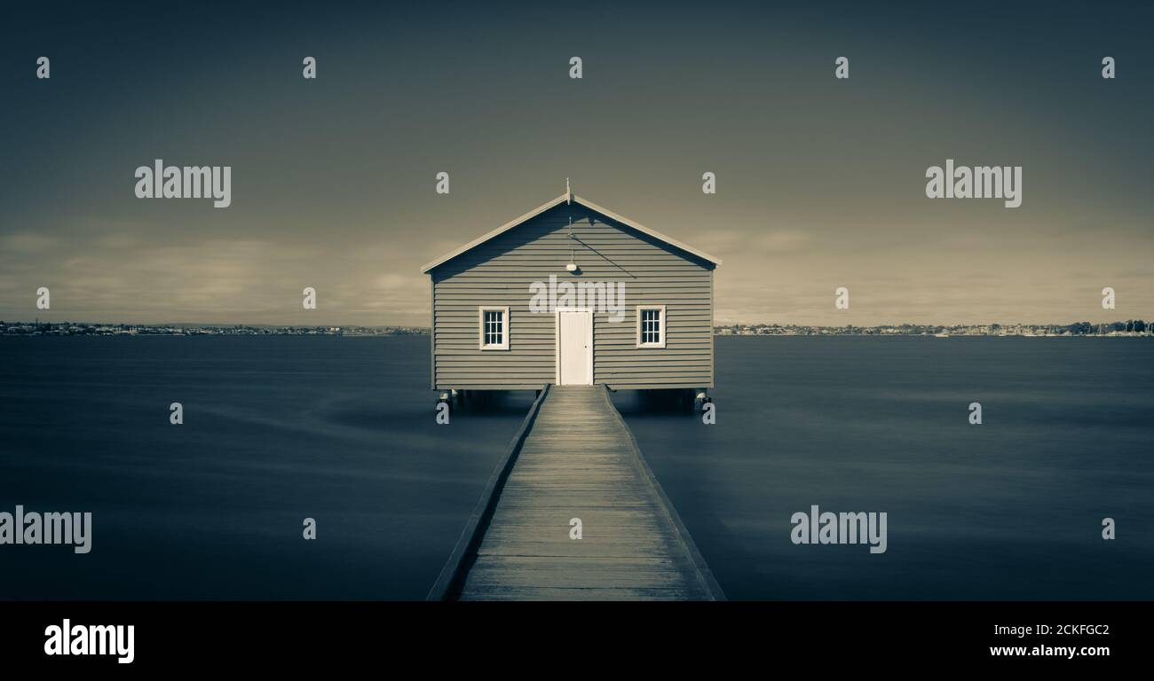 Long Exposure of the Blue Boathouse, Perth, Western Australia Stock ...