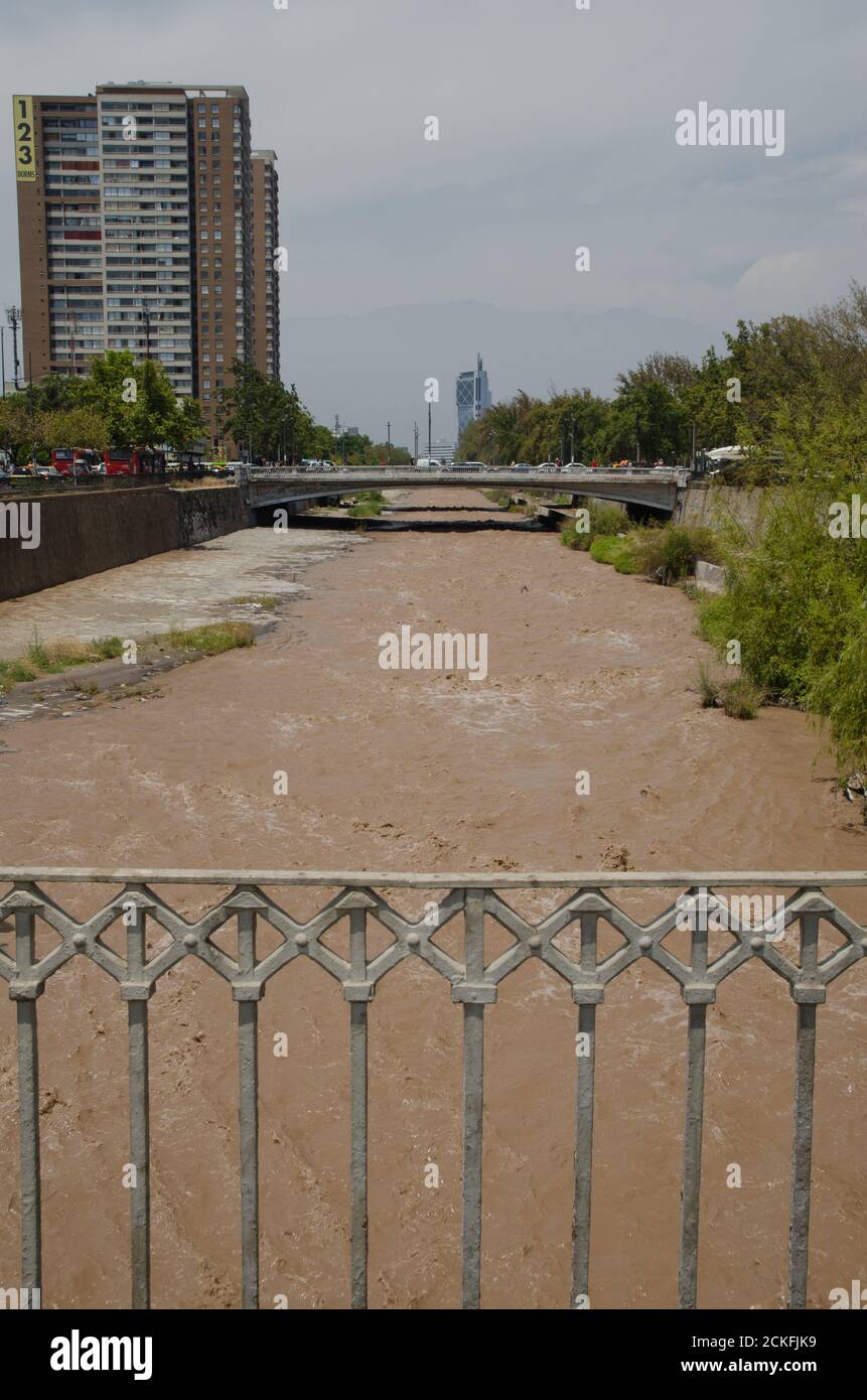 Mapocho river in Santiago de Chile. Chile Stock Photo - Alamy