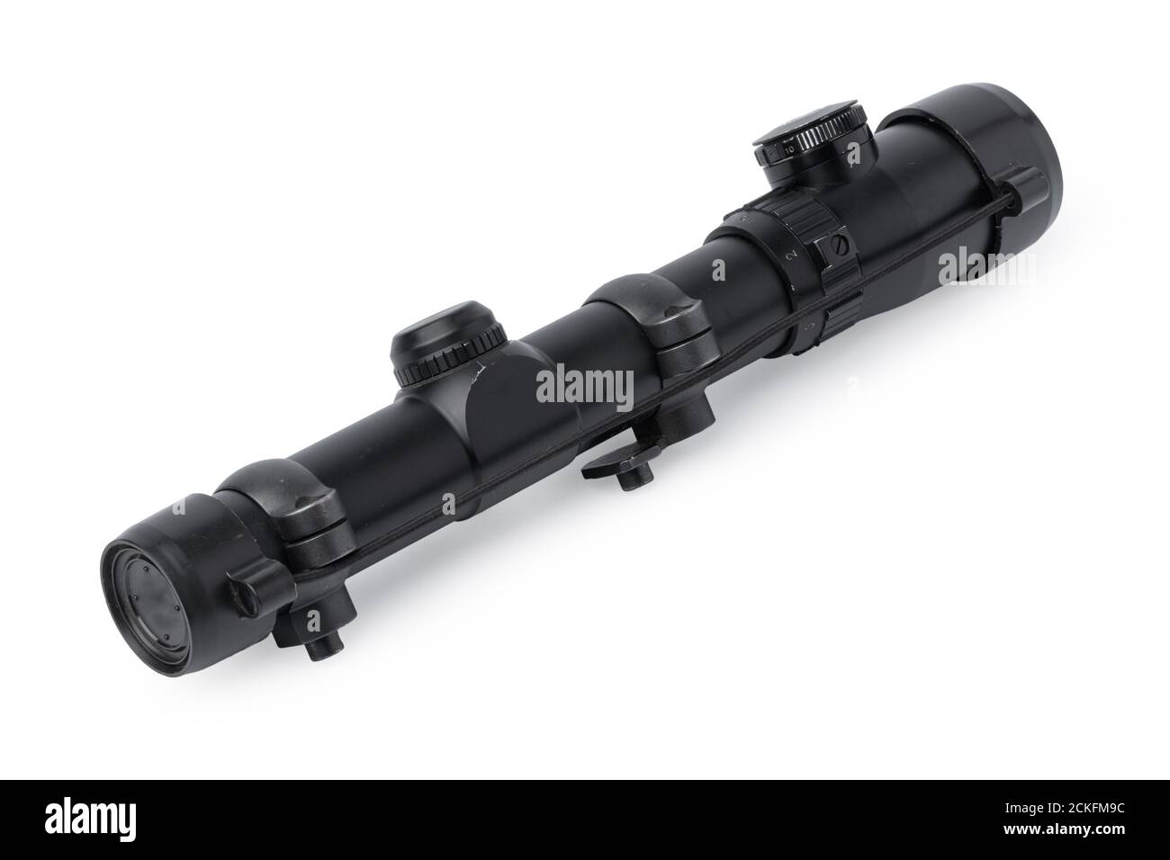 Black optical scope for weapon isolated on white Stock Photo - Alamy