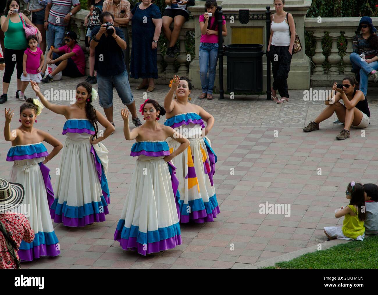 Santa Lucia hill. Santiago de Chile. Chile. January 15, 2012: Women ...