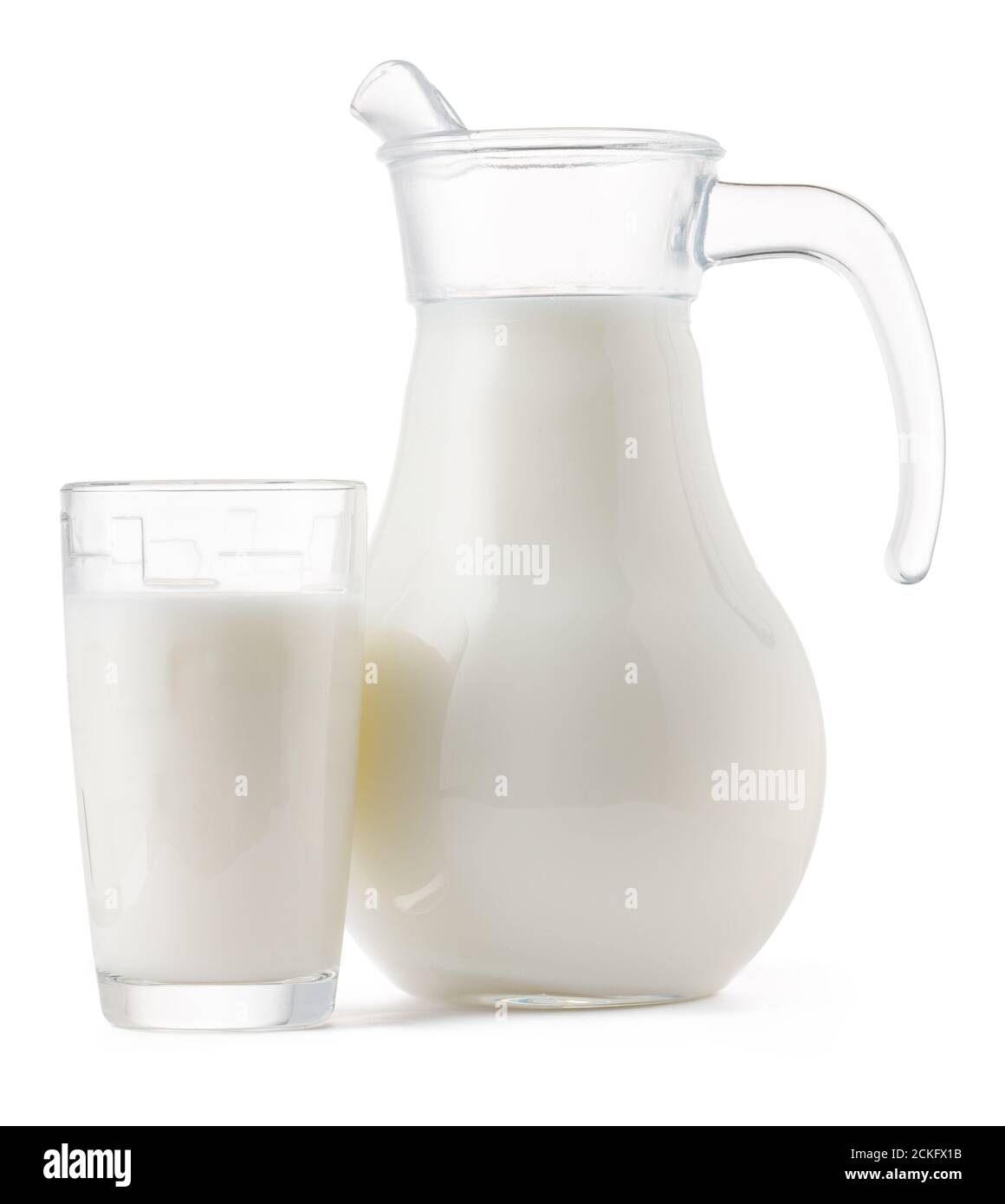 Glass jar and cup of fresh milk isolated Stock Photo - Alamy